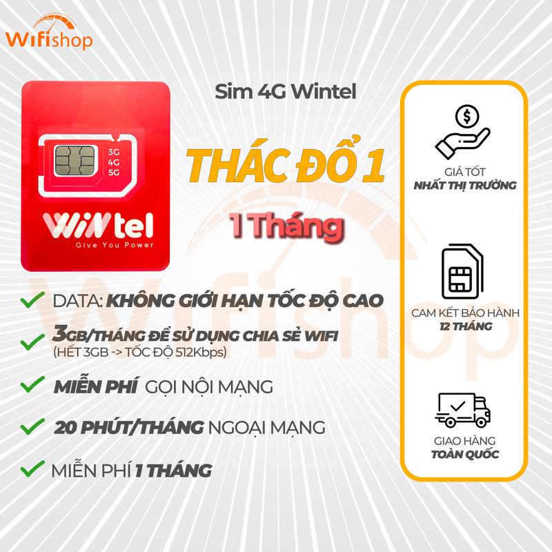 Sim 4G Wintel Thác Đổ 1 Data Không Giới Hạn Tốc Độ Cao, miễn phí tháng ...